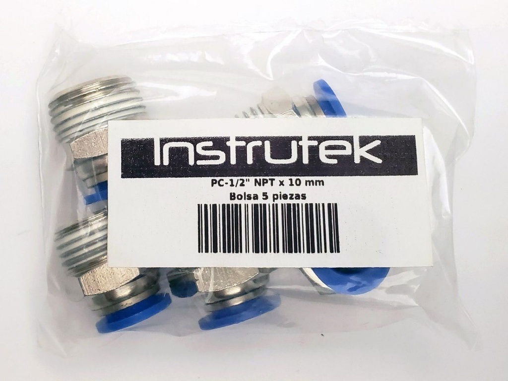 5 Pz De Conector/racor Rápido Neumático Recto 1/2 Npt X 10mm | Instrutek