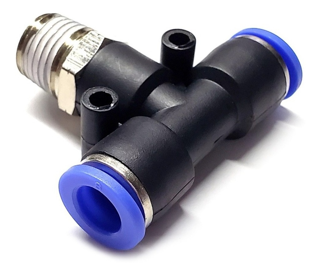 5pz Racor Rápido Neumático En Tee 1/4 Npt Macho X 8 Mm Mang. | Instrutek