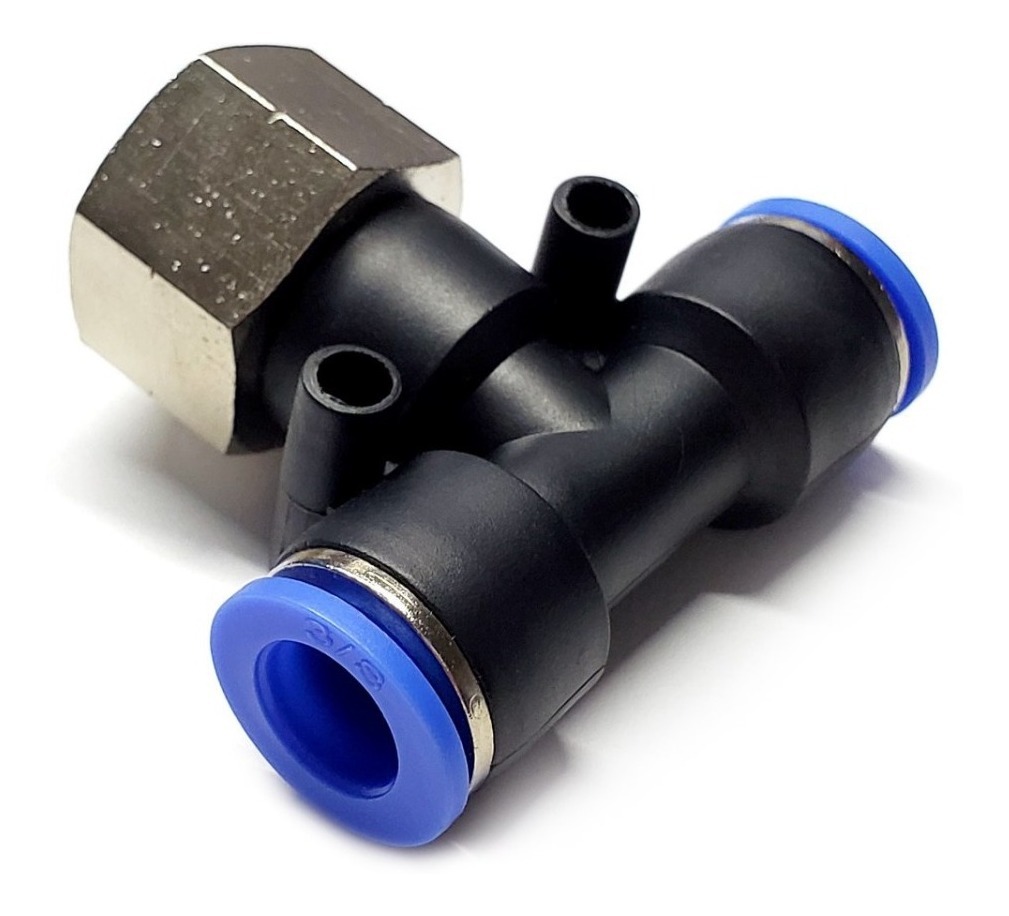 5pz Racor Rápido Neumático En Tee 3/8 Npt Hembra X 3/8 Mang. | Instrutek