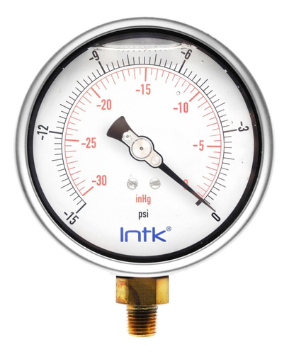 4” Liquid filled (O.E.M.), vacuum gauge, 1/4” NPT, bottom connection, 30 Vac inHg-cmHg | Instrutek
