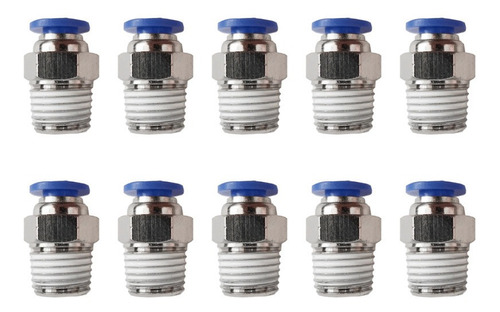 10 Pz De Conector/racor Rápido Neumático Recto 1/4 Npt X 6mm | Instrutek