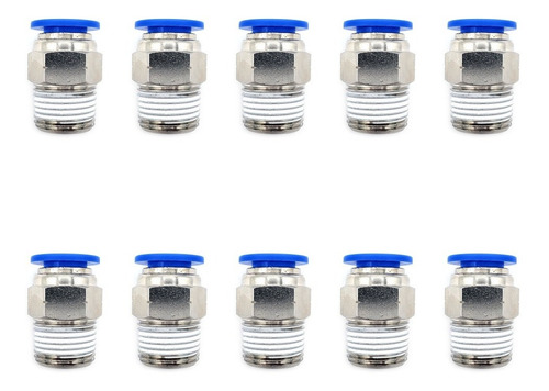 10 Pz De Conector/racor Rápido Neumático Recto 3/8 Npt X10mm | Instrutek