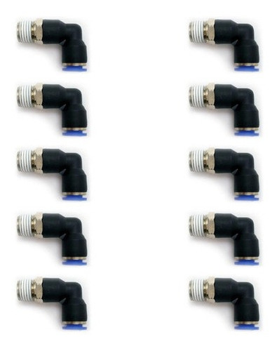 10 Pz De Conector/racor Rápido Neumático Codo 1/4 Npt X 8 Mm | Instrutek