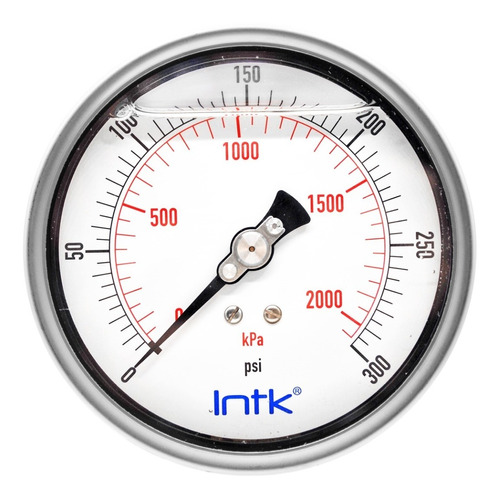 4” Liquid filled (O.E.M.), pressure gauge, 1/4” NPT, back connection, 0 to 300 psi-kPa | Instrutek