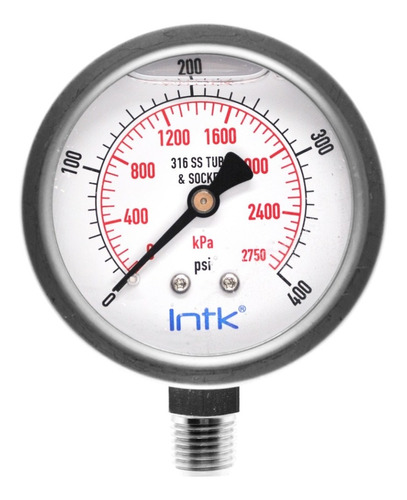 2.5” S.S. Liquid filled (O.E.M.), pressure gauge, 1/4” NPT, bottom connection, 0 to 400 psi-kPa ...