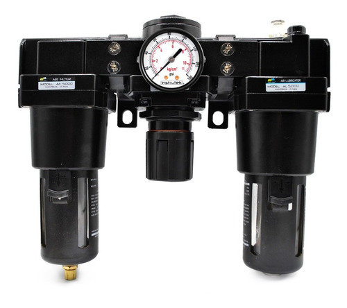 Filtro-regulador-lubricador 1 PLG P/ Compresor Con Manómetro | Instrutek