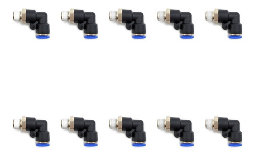 10 Pz De Conector/racor Rápido Neumático Codo 1/8 Npt X 1/4 | Instrutek