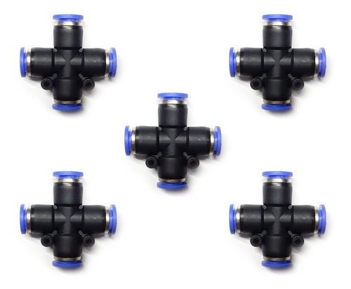 5 Pz Racor Unión Neumático En Cruz 8mm | Instrutek