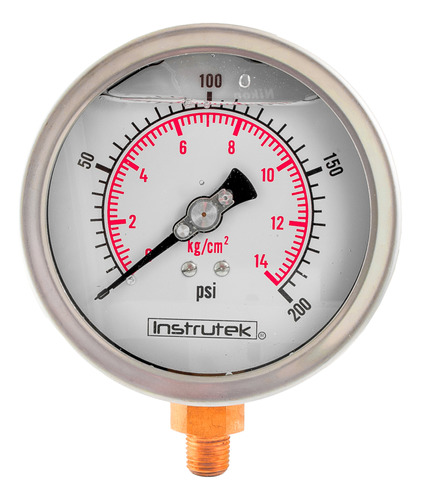 Manómetro 4", lleno de líquido (O.E.M.), 1/4" NPT, inferior, 200 psi-kg ...